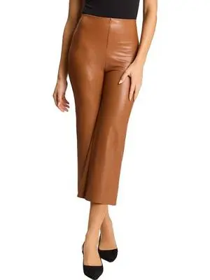 Commando Faux Leather Crop Wide Leg Pants - Cognac
