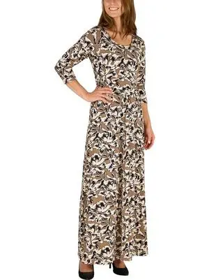 UV SKINZ Scoop Neck Maxi Dress - Mocha Flower