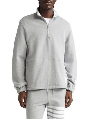 Thom Browne 4-bar Stripe Funnel Neck Half Zip Sweatshirt - Light Grey
