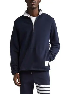 Thom Browne Thom Browne 4-Bar Stripe Funnel Neck Half Zip Sweatshirt Navy