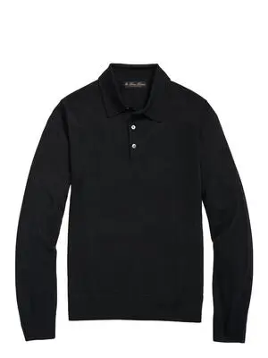 Brooks Brothers Long Sleeve Merino Wool Polo Black