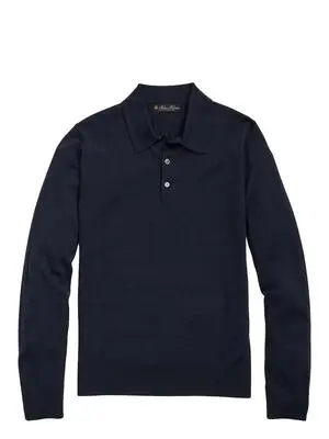 Brooks Brothers Long Sleeve Merino Wool Polo Navy