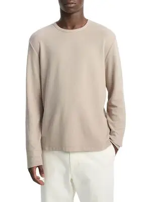 Vince Pima Cotton Piqué Long Sleeve T-shirt Putty