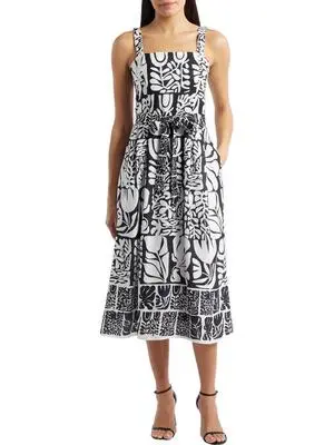 Julia Jordan Julia Jordan Printed Midi Dress Black White
