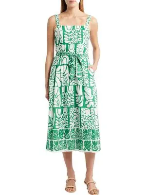Julia Jordan Julia Jordan Printed Midi Dress Green White