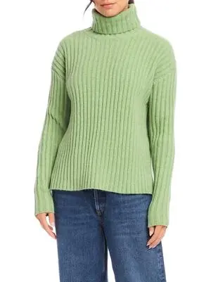 Fifteen Twenty Claudia Ribbed Turtleneck Sweater - Sage