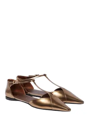 Max Mara Leather Ballet Flats - Metallic