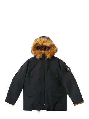 Supreme X Stone Island Formula Steel Reversible Faux Fur Parka - Black