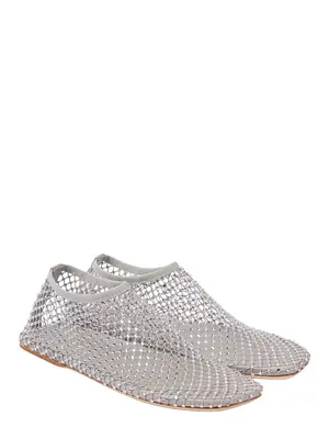 Christopher Esber Minette Embellished Mesh Flats - Silver