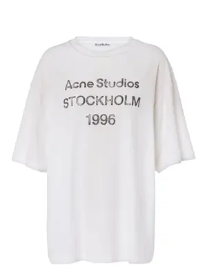 Acne Studios Distressed Logo Cotton And Hemp T-shirt - White