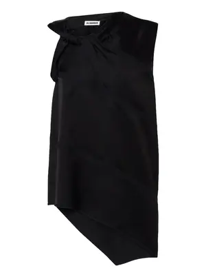 JIL SANDER Asymmetric Satin Top - Black