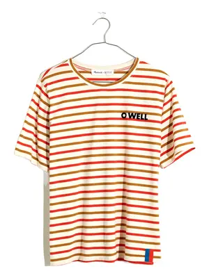 Madewell X Kule Graphic Striped Tee - Flame,dark Ochre,light House