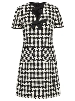 Valentino Garavani Damier Tweed Knitted Mini Dress - Avorio Nero