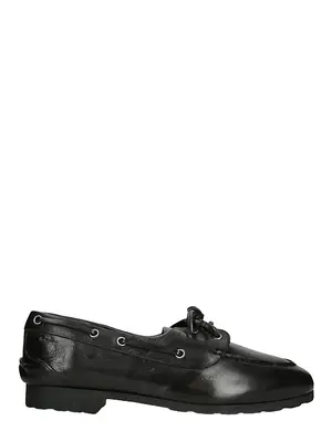 Bally Plume Leather Boat Shoes - Black