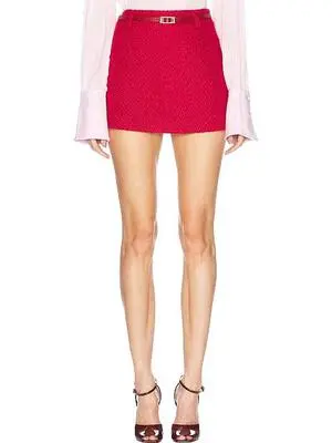 SEROYA Karla Boucle Mini Skirt - Ruby Red