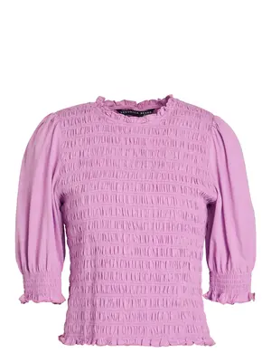 Veronica Beard Langston Shirred Cotton-jersey Top - Lilac