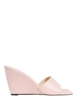 WANDLER Gaia Leather Wedge Mules - Baby Pink