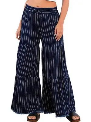 BILLY T Tiered Pinstripe Pants Dark Indigo Pinstripe