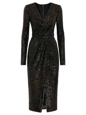 Dolce & Gabbana Micro-sequined Calf-length Dress - Black