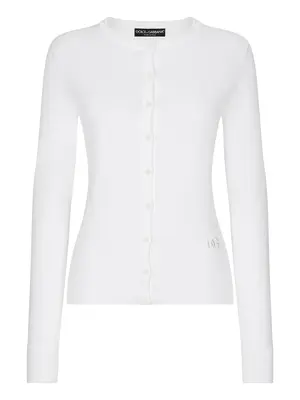 Dolce & Gabbana Silk Round-neck Cardigan - White