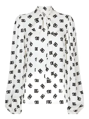 Dolce & Gabbana All-over Dg Logo Charmeuse Shirt - Print