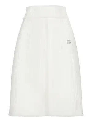 Dolce & Gabbana Raschel Tweed Midi Skirt With Slit - White