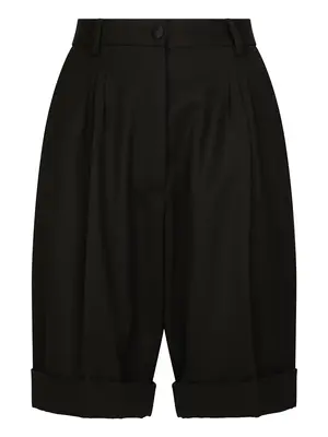 Dolce & Gabbana Wool Gabardine Shorts - Black