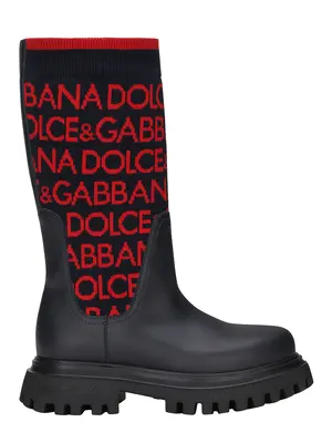 Dolce & Gabbana Knit Logo Boots - Multicolor