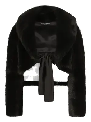Dolce & Gabbana Short Lambskin Jacket With Belt - Black