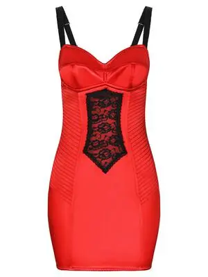 Dolce & Gabbana Satin Dress With Lace Details - Red