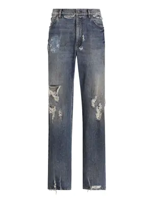 Dolce & Gabbana Oversize Jeans With Logo Tag - Multicolor