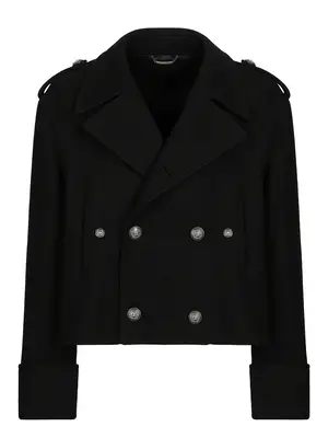 Dolce & Gabbana Short Military-style Wool Coat - Black