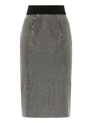 Dolce & Gabbana Crystal Mesh Calf-length Skirt - Silver