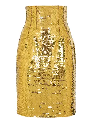 Dolce & Gabbana High-waisted Sequined Midi Skirt - Yellow