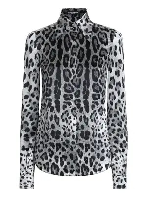 Dolce & Gabbana Leopard- Silk Satin Shirt - Print