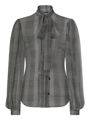 Dolce & Gabbana Silk Chiffon Glen Plaid Shirt - Multicolor