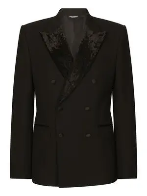Dolce & Gabbana Double-breasted Wool Sicilia-fit Tuxedo Jacket - Black