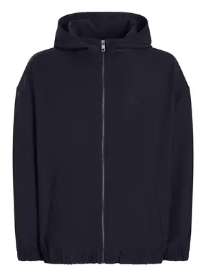 Dolce & Gabbana Hooded Woolen Jacket With Logo Tag - Blue