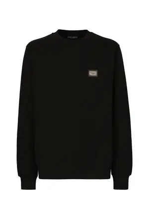 Dolce & Gabbana Jersey Sweatshirt With Branded Tag - Black