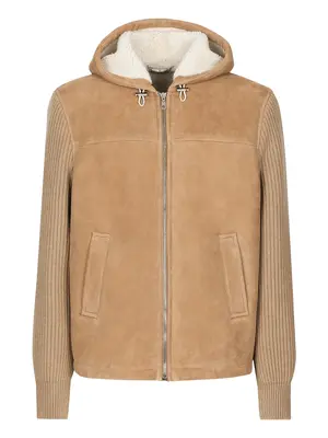 Dolce & Gabbana Sheepskin Jacket With Knit Inserts - Beige