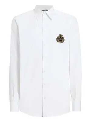 Dolce & Gabbana Cotton Shirt With Heraldic Patch - White