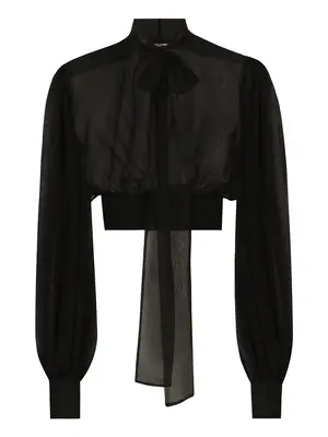 Dolce & Gabbana Silk Chiffon Pussy-bow Blouse - Black