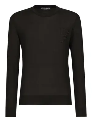 Dolce & Gabbana Cashmere Sweater With Dg Embroidery - Black
