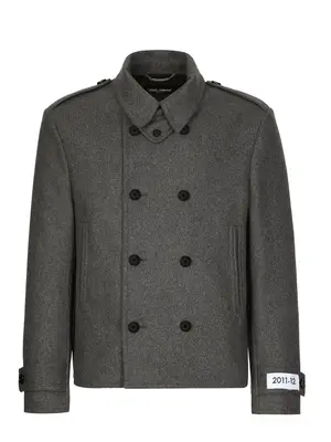 Dolce & Gabbana Double-breasted Cashmere-blend Pea Coat - Grey