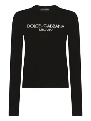 Dolce & Gabbana Logo Inlay Wool Sweater - Black