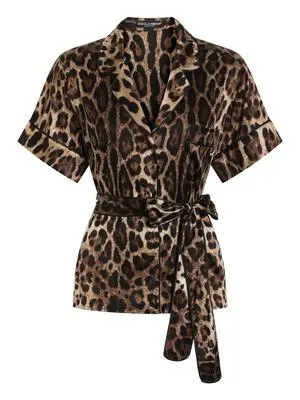Dolce & Gabbana Belted Silk Shirt - Animal Print