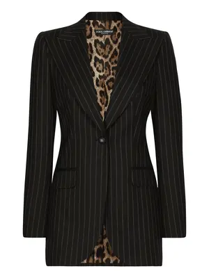 Dolce & Gabbana Pinstripe Wool Turlington Jacket - Multicolor