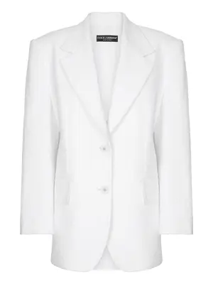 Dolce & Gabbana Single-breasted Cotton Raschel Tweed Jacket - White