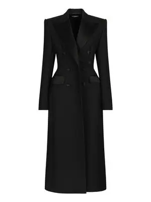 Dolce & Gabbana Double-breasted Wool Gabardine Tuxedo Coat With Padded Hips - Black