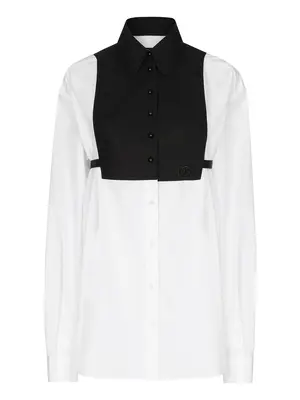 Dolce & Gabbana Cotton Shirt With Contrasting Shirt Front - White